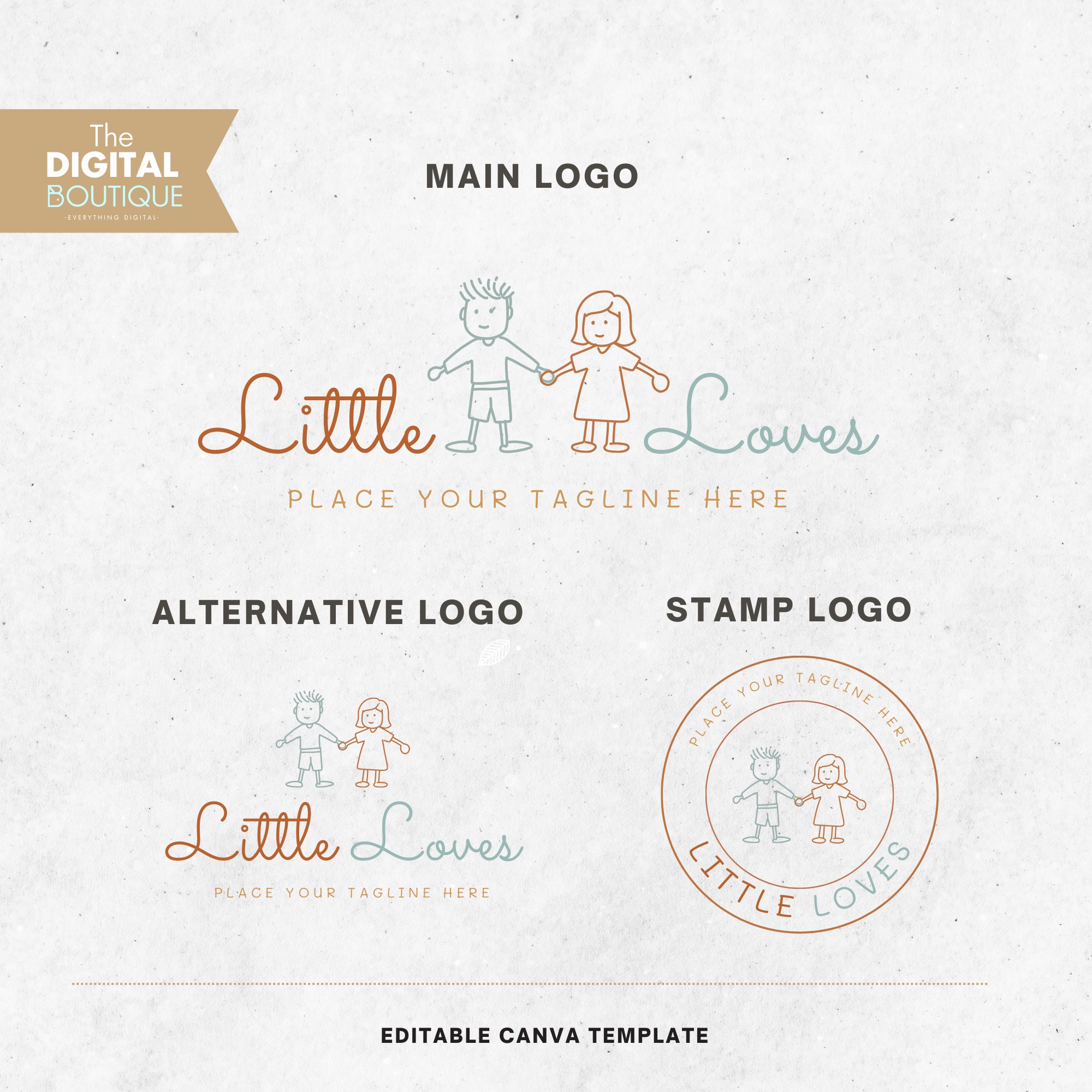 Minimalistic Children Logo, Editable Canva Design, Minimal Logo, Kid ...