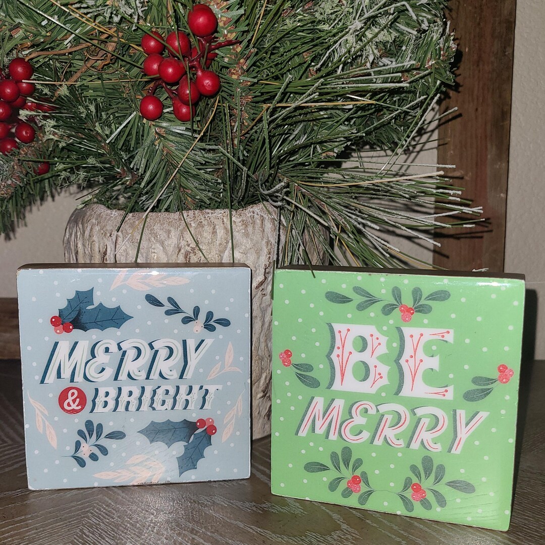 Small Wooden Block Christmas Signs, Christmas Decor - Etsy