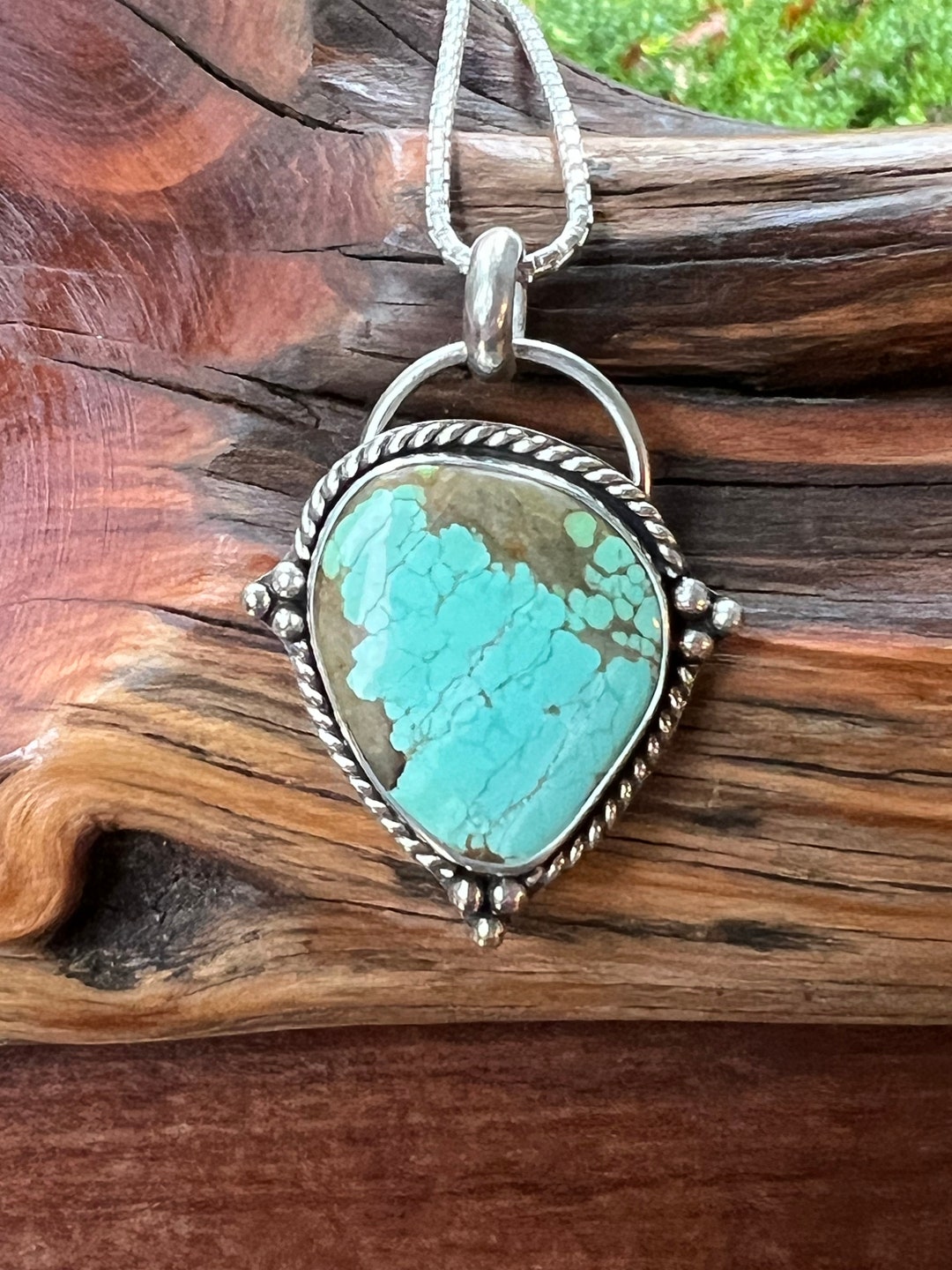 Number 8 Turquoise Statement Pendant, Blue Turquoise Necklace, Western ...