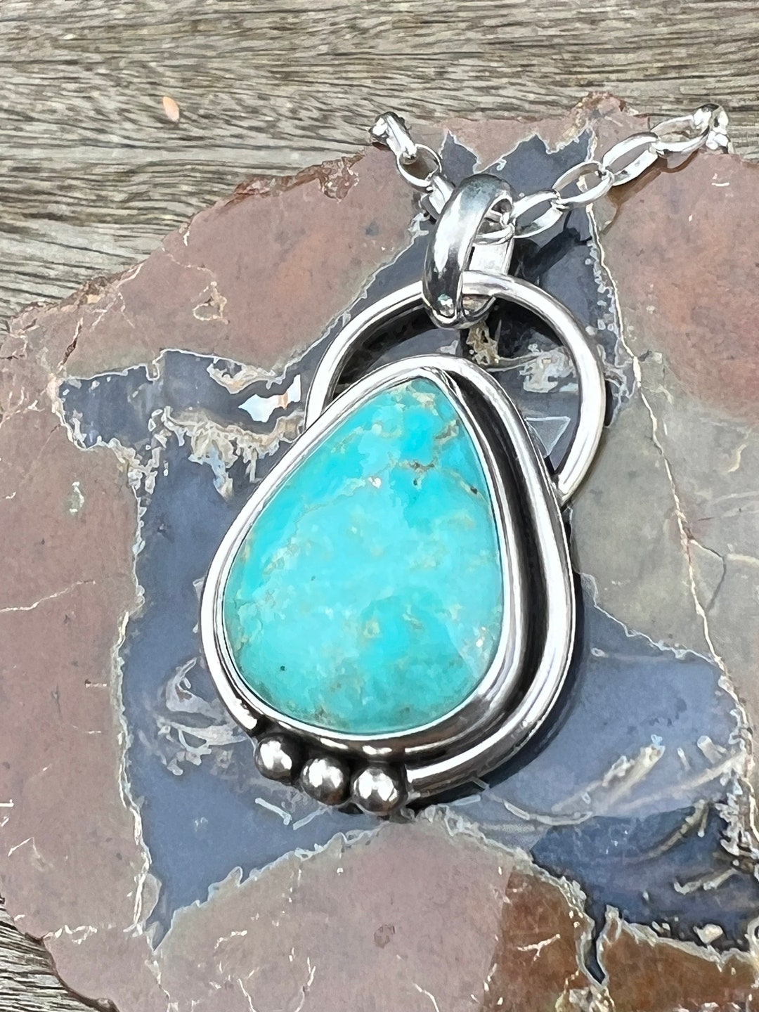 Campitos Turquoise Pendant, Blue Turquoise Necklace - Etsy