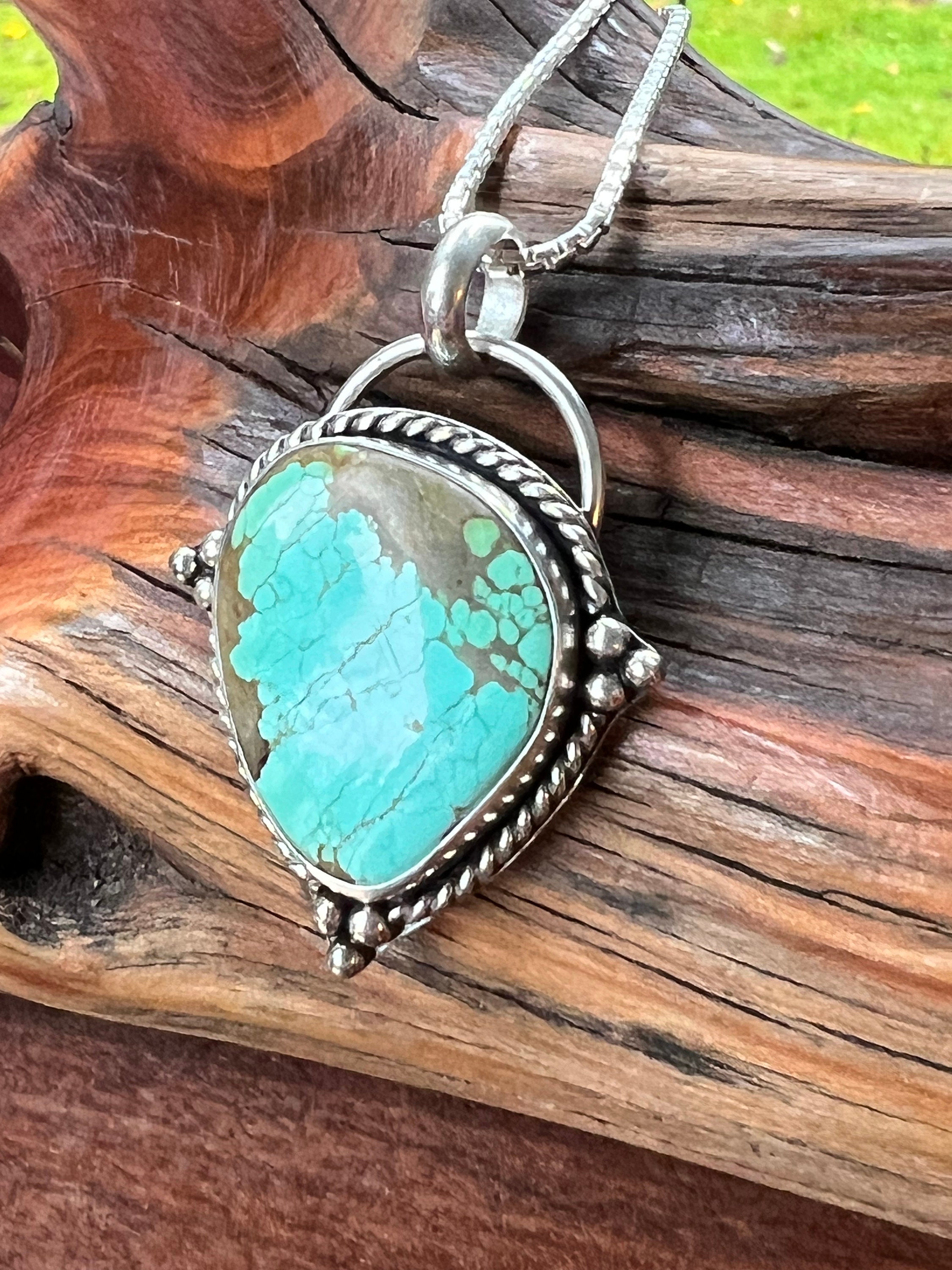 Number 8 Turquoise Statement Pendant, Blue Turquoise Necklace, Western ...