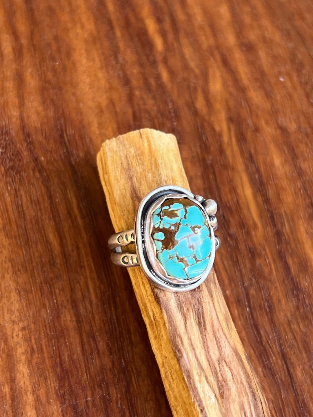 Number 8 Turquoise Silver Ring, Petite Turquoise Ring, Blue Stone Ring ...