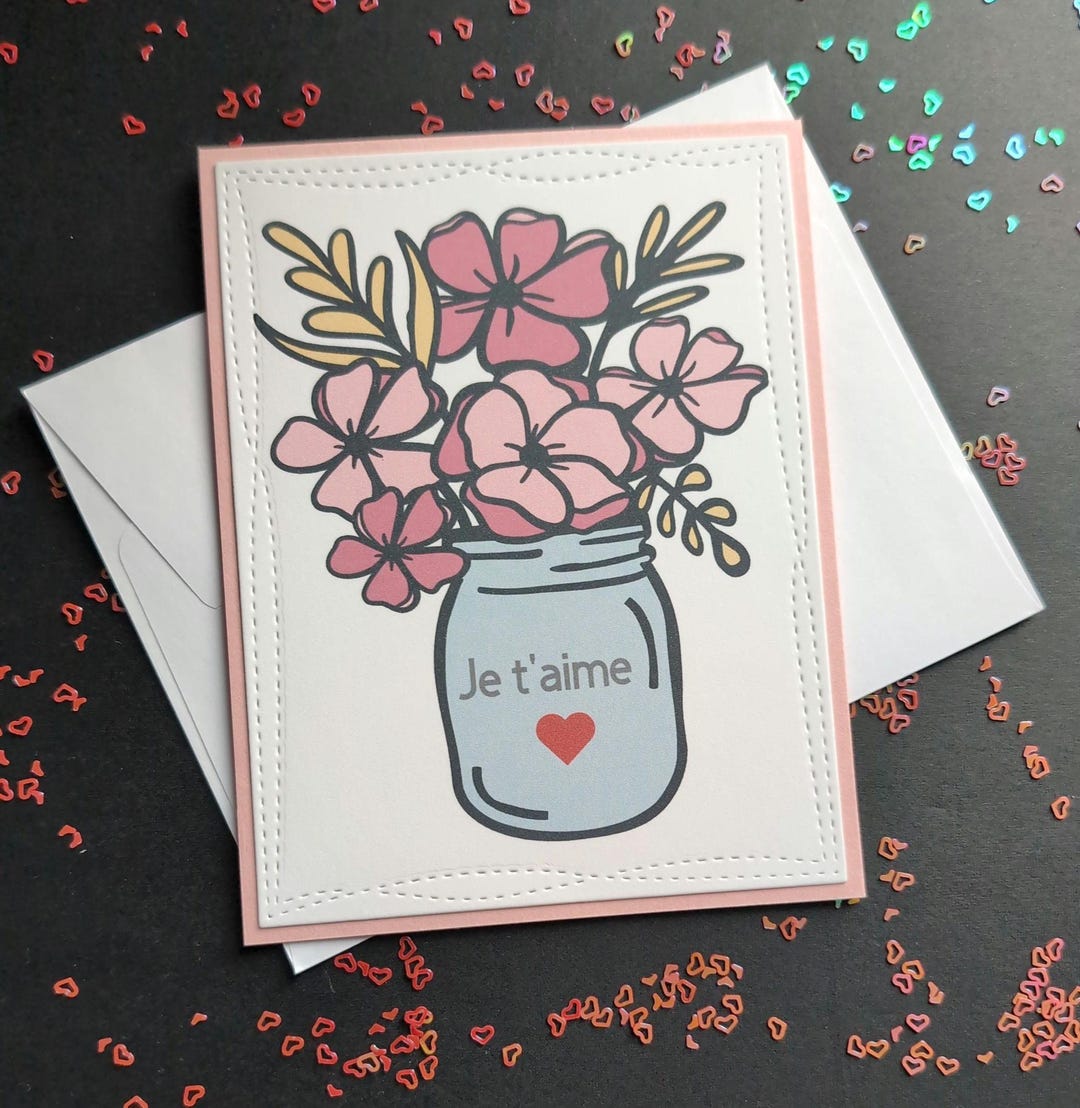 French Handmade Valentine's Day Card, Carte De St-valentin, Romantique ...