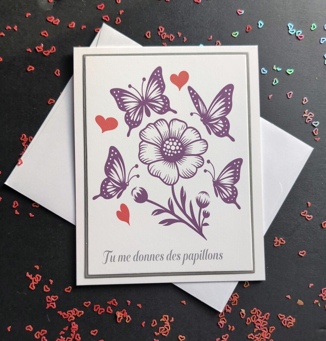 French Handmade Valentine's Day Card, Carte De St-valentin, Romantique ...