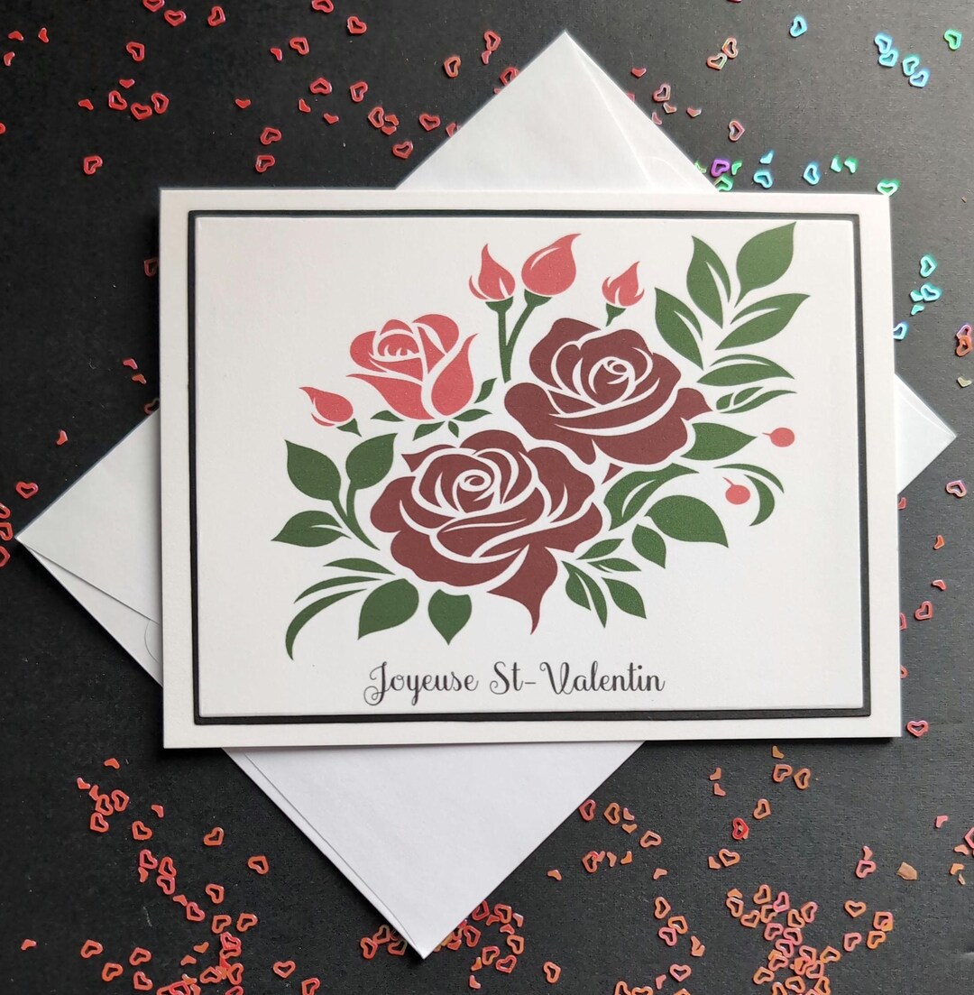 French Handmade Valentine's Day Card, Carte De St-valentin, Romantique ...