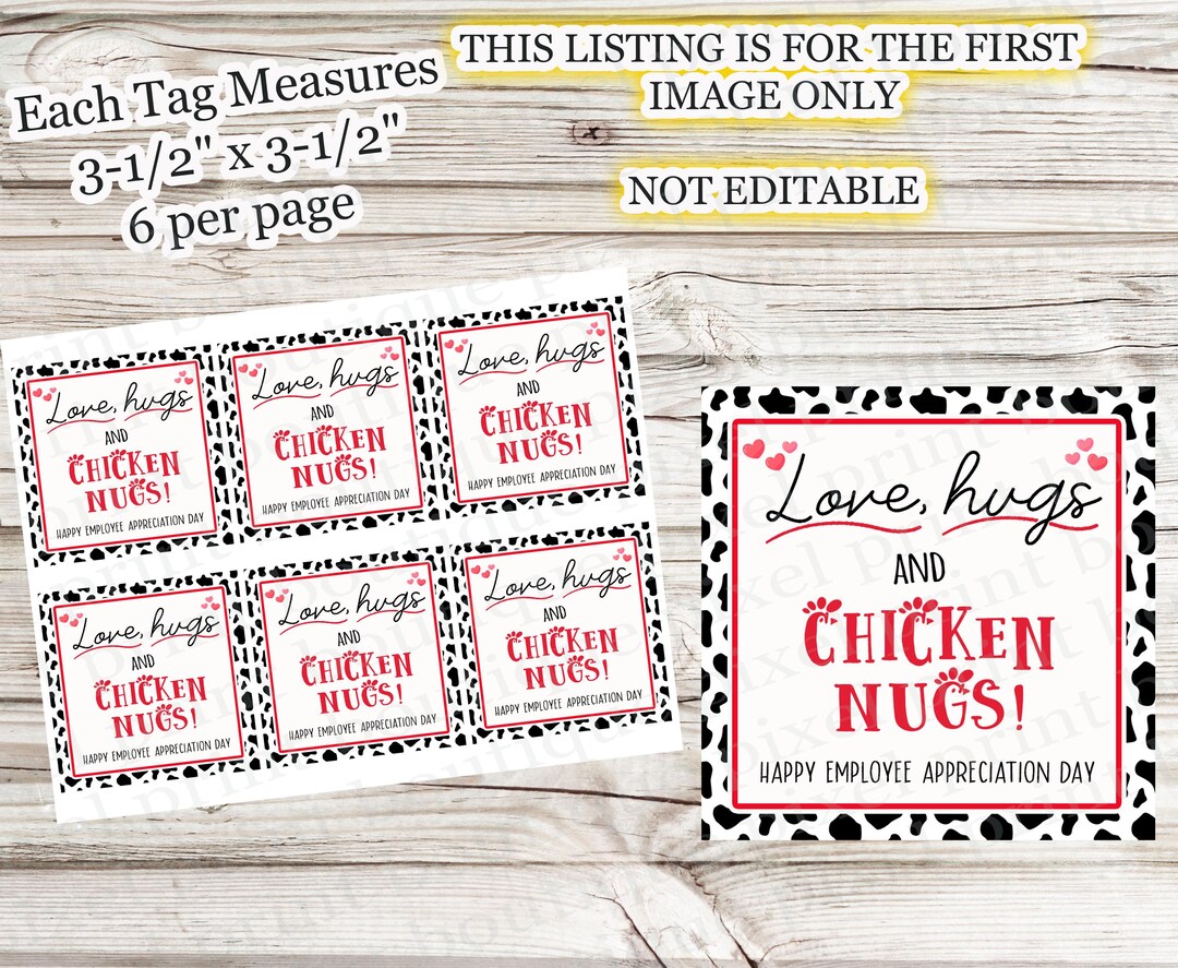 INSTANT DOWNLOAD Love Hugs and Chicken Nugs Employee Appreciation Day ...