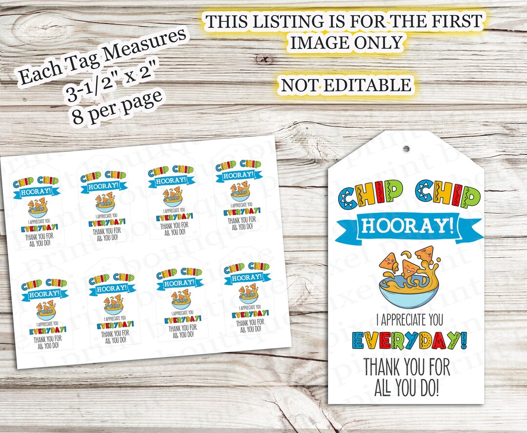 INSTANT DOWNLOAD Chip Chip Hooray I Appreciate You Every Day Thank You ...