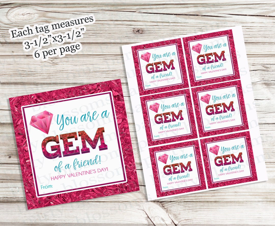 INSTANT DOWNLOAD You Are a Gem of A Friend, Ring Pop Tag, Lollipop Tag ...