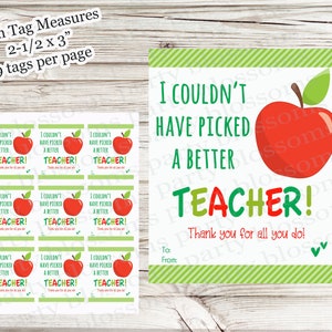 INSTANT DOWNLOAD I Couldn't Have Picked A Better Teacher Apple Very ...