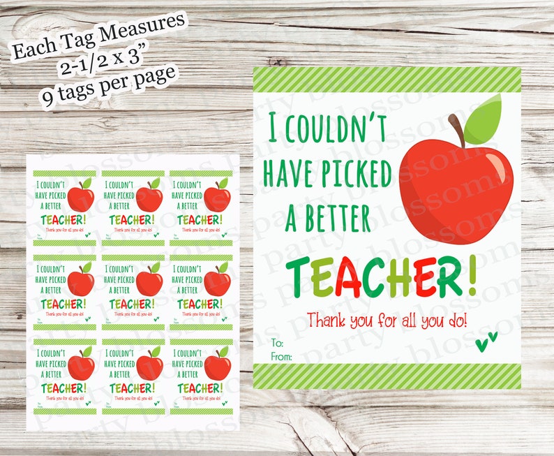INSTANT DOWNLOAD I Couldn't Have Picked A Better Teacher Apple Very ...