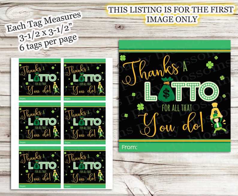 INSTANT DOWNLOAD Thanks A Lotto for All You Do St Patricks Day Gift ...