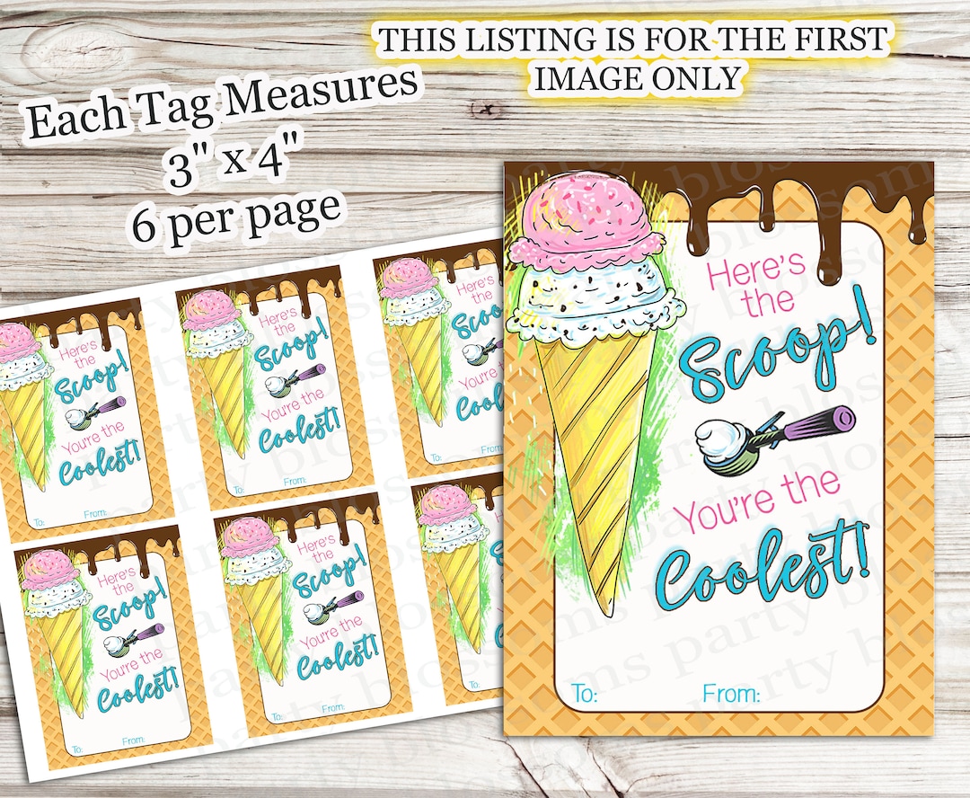 INSTANT DOWNLOAD: Here's the Scoop You're the Coolest Ice Cream Gift ...