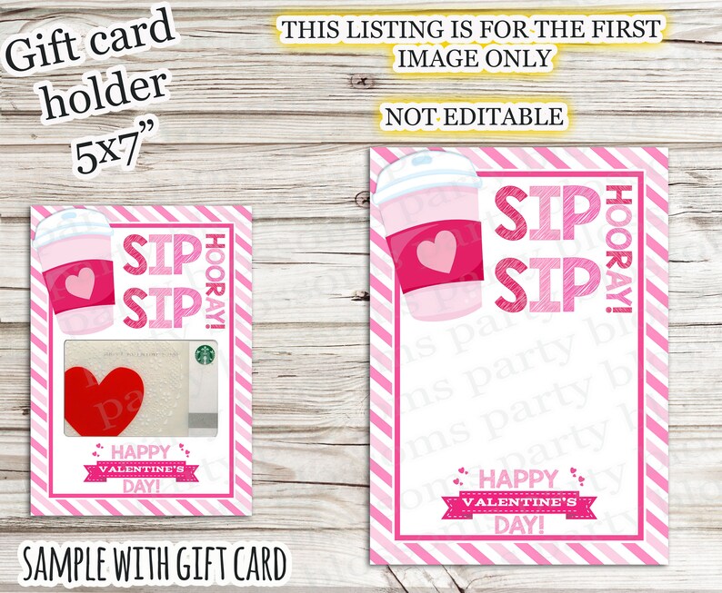 INSTANT DOWNLOAD Sip Sip Hooray Happy Valentines Day Latte Coffee Gift ...