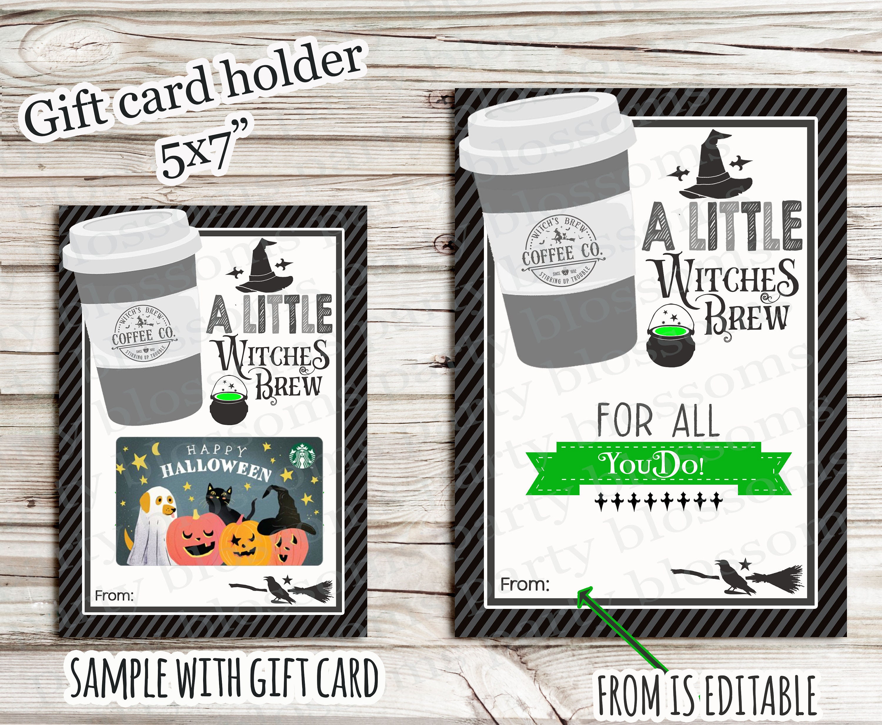INSTANT DOWNLOAD Editable Printable Halloween Gift Card Holder Frankly ...