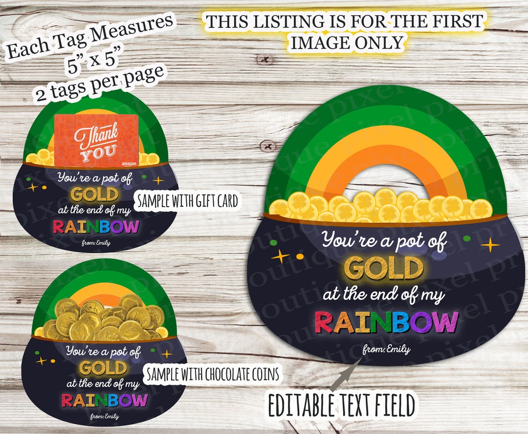 INSTANT DOWNLOAD You're Pot of Gold at End of My Rainbow Chocolate Coin ...