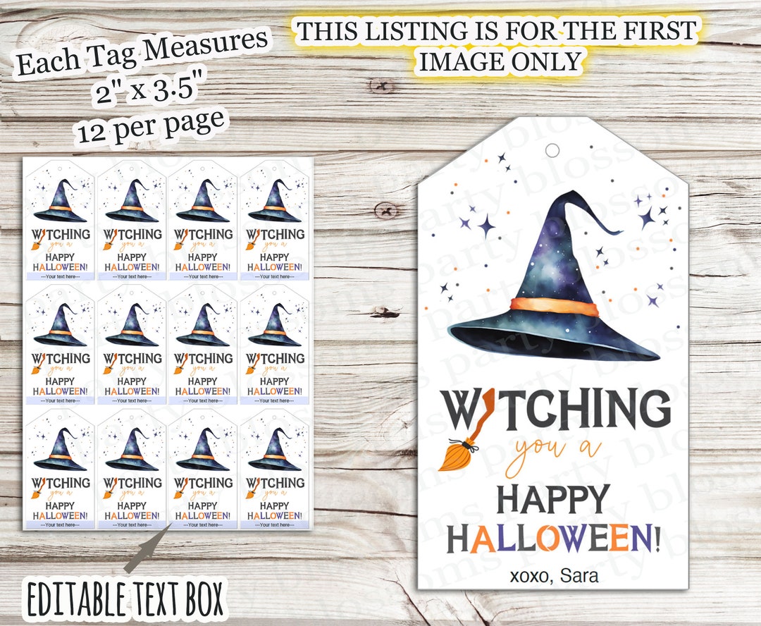 INSTANT DOWNLOAD Printable Halloween Treat Tag Witching You A Happy ...