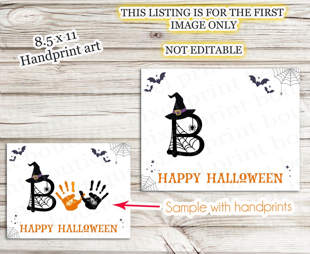 INSTANT DOWNLOAD Printable Halloween Boo Handprint Art DIY Halloween ...