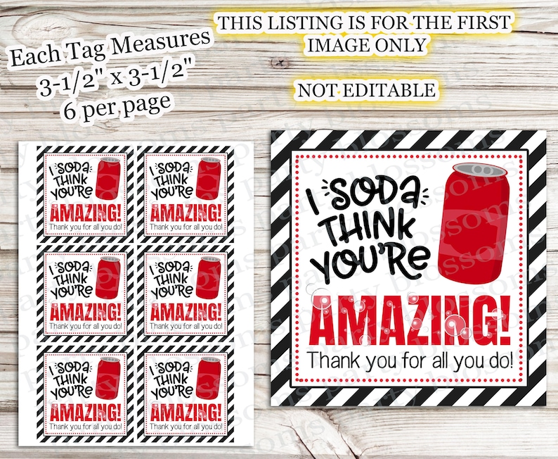 INSTANT DOWNLOAD I Soda Think You Are Amazing Thank You for All You Do ...