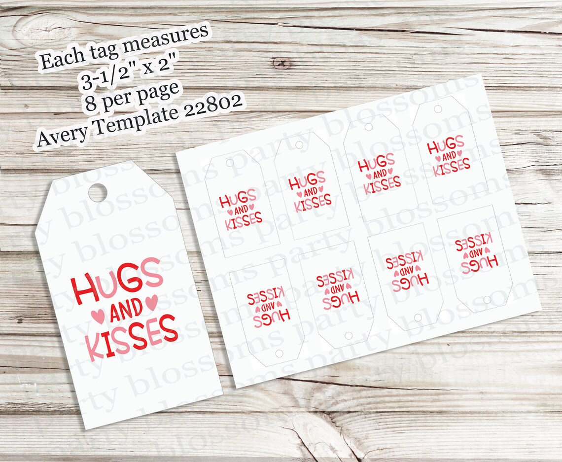 INSTANT DOWNLOAD Printable Hugs Kisses & Valentines Wishes Valentine ...