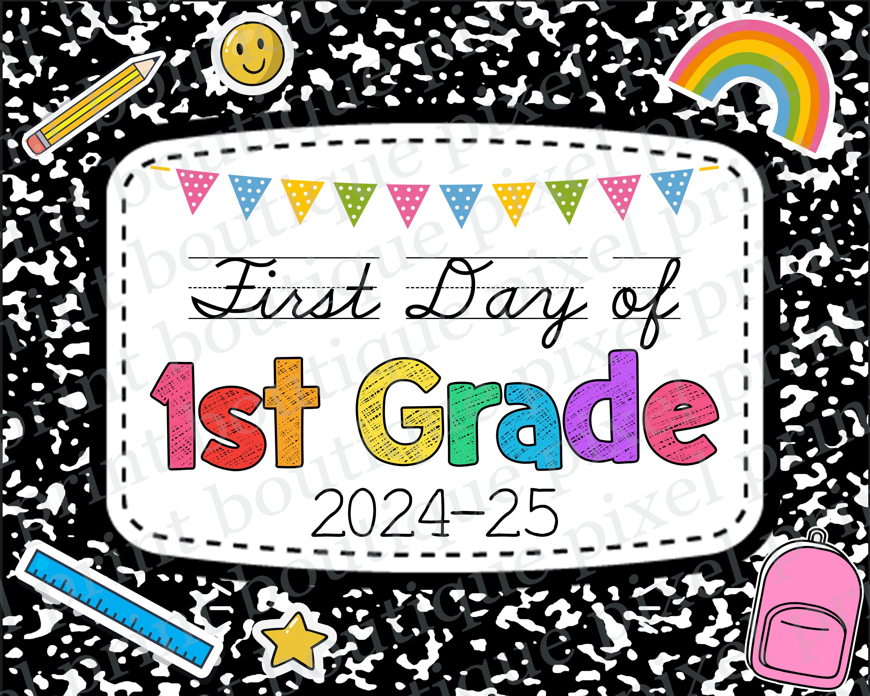 INSTANT DOWNLOAD First Day of 1st Grade Hello Goodbye Nailed It Goodbye ...