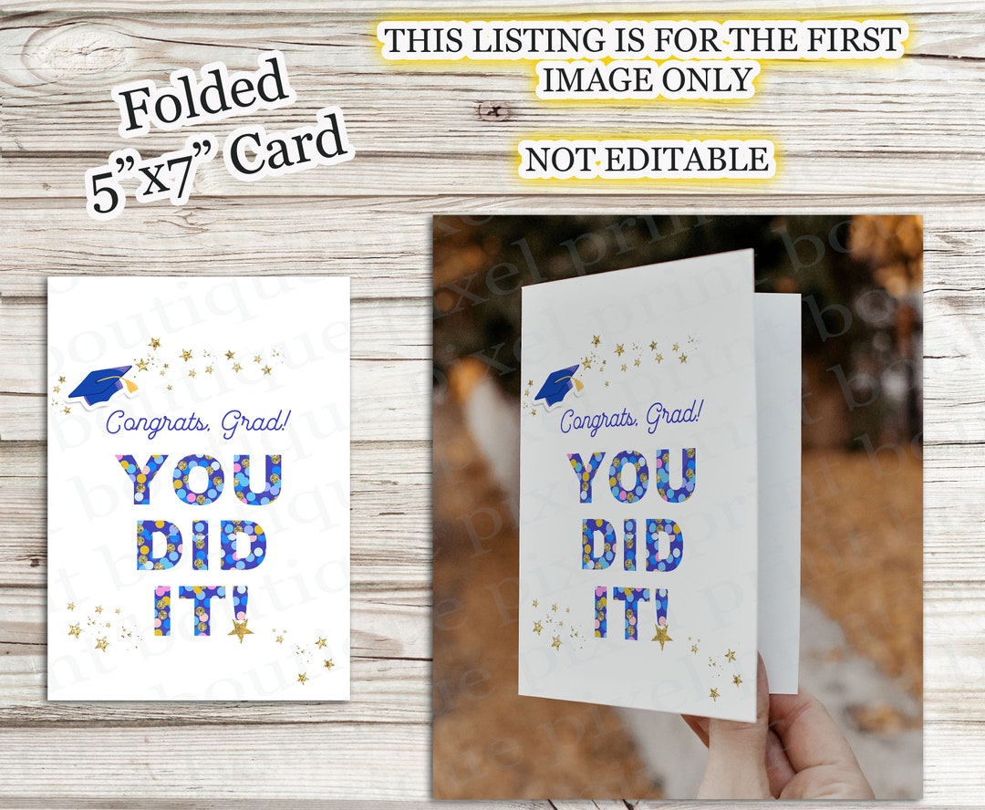 INSTANT DOWNLOAD Printable 5x7 Foldable Graduation Card Congratulations ...