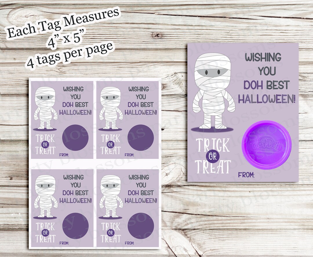 INSTANT DOWNLOAD Printable Halloween Treat Tag Wishing You Doh Best ...