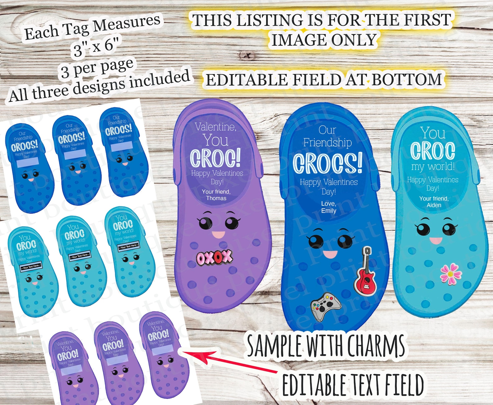 INSTANT DOWNLOAD Valentine You Croc, Croc My World, Friendship Crocs ...