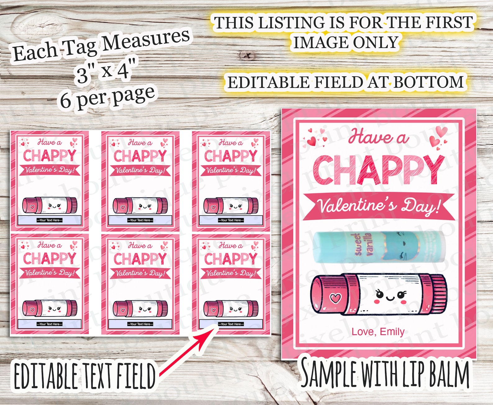 INSTANT DOWNLOAD Have A Chappy Valentine's Day Chap Stick Lip Balm Tag ...