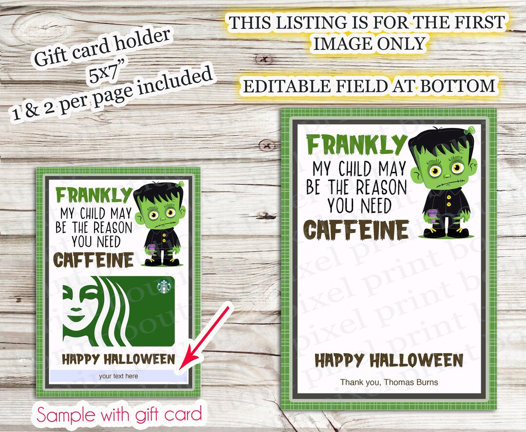 INSTANT DOWNLOAD Editable Printable Halloween Gift Card Holder Frankly ...