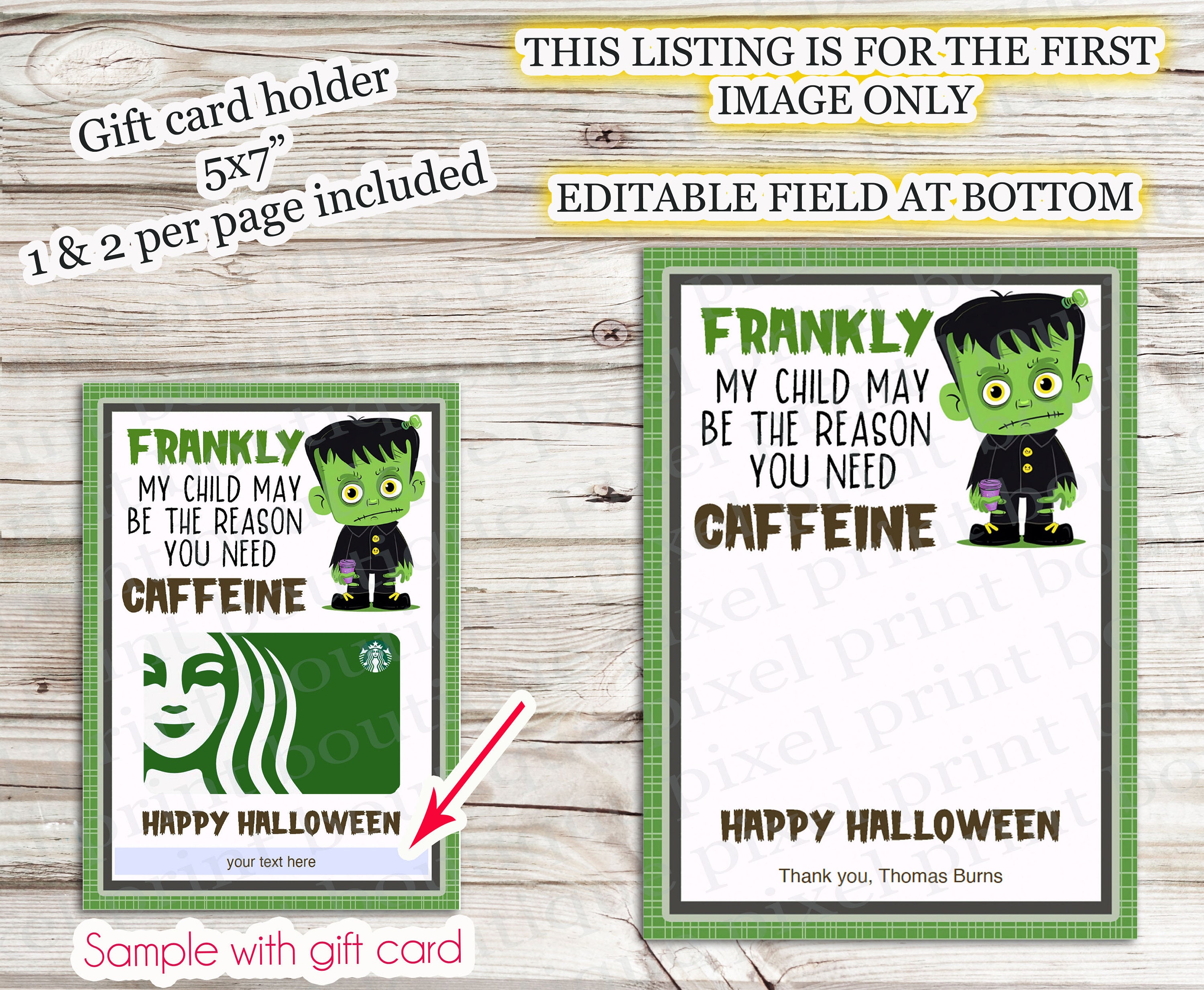 INSTANT DOWNLOAD Editable Printable Halloween Gift Card Holder Frankly ...