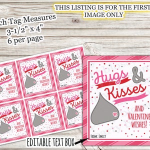INSTANT DOWNLOAD Printable Hugs Kisses & Valentines Wishes Valentine ...