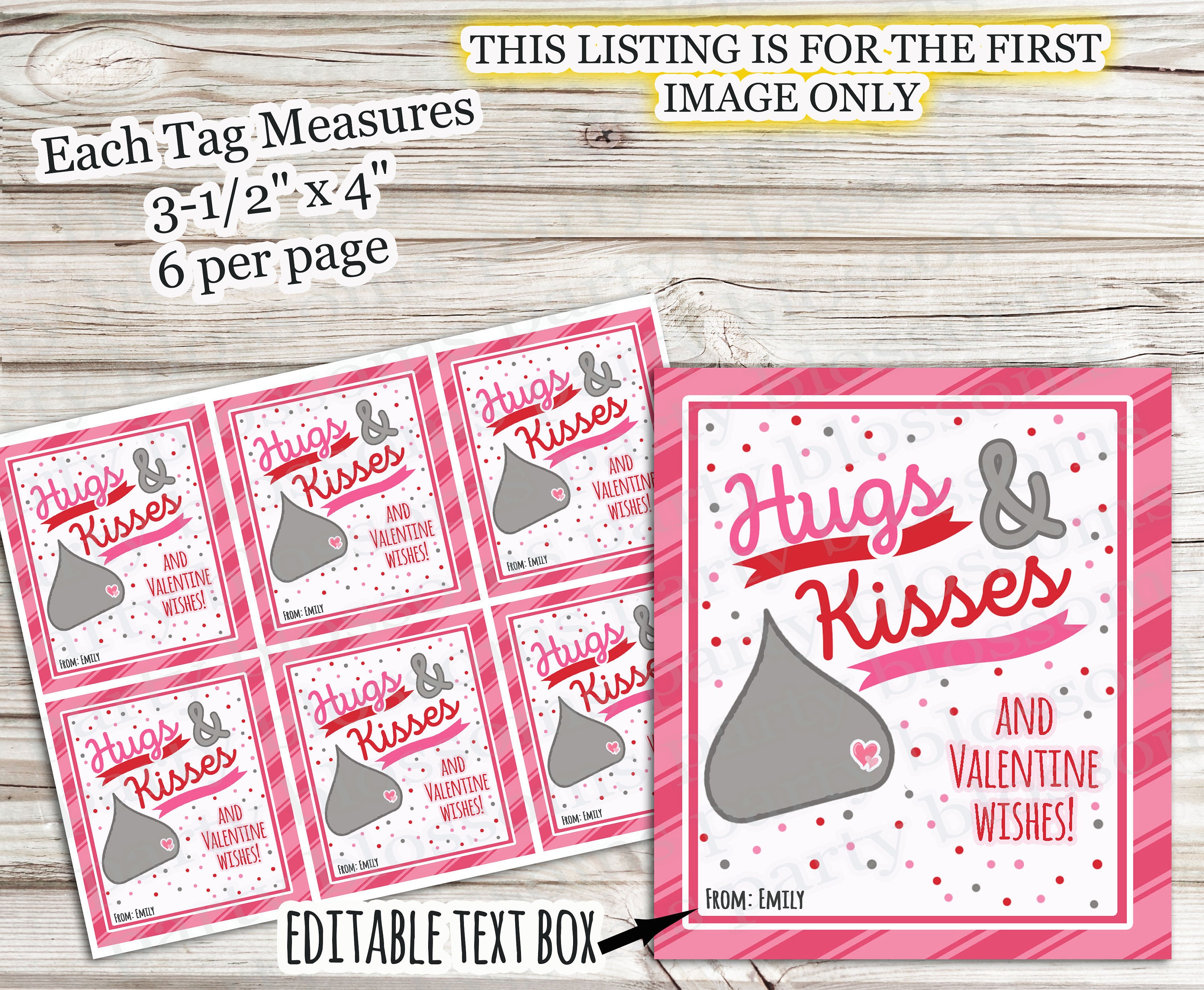 INSTANT DOWNLOAD Printable Hugs Kisses & Valentines Wishes Valentine ...