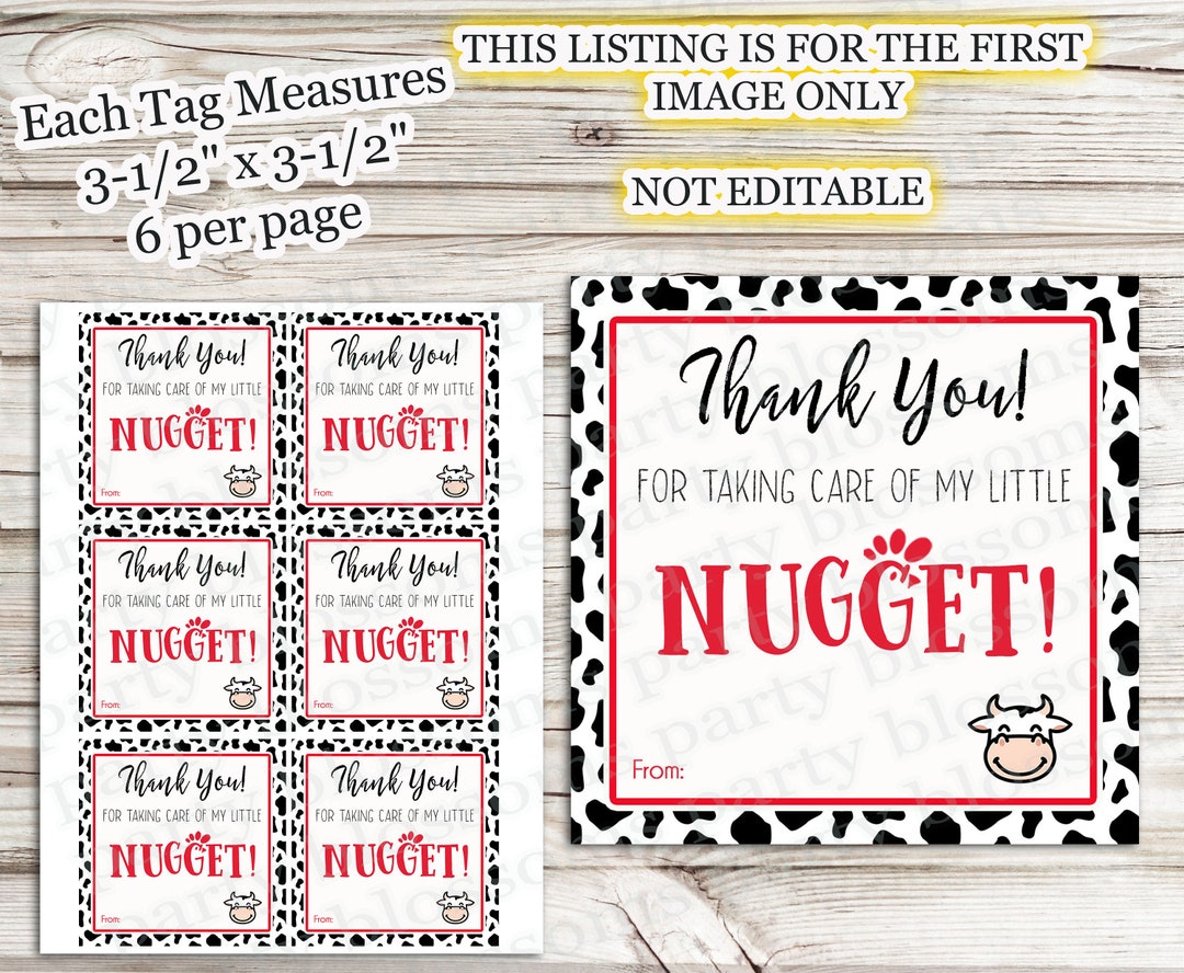 INSTANT DOWNLOAD Thank You Taking Care of MY Little Chicken Nuggets 3 ...
