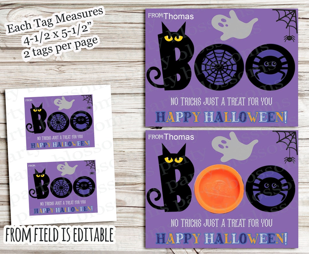 INSTANT DOWNLOAD Printable Halloween Treat Tag No Tricks Just Treats ...