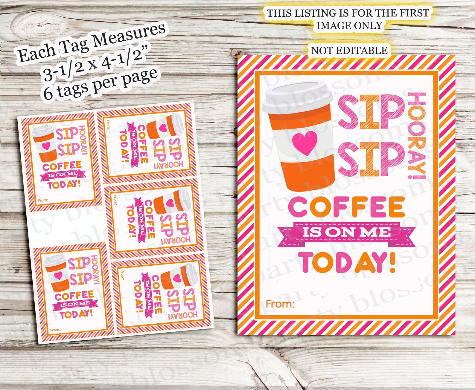 INSTANT DOWNLOAD Sip Sip Hooray Coffee is on Me Today Tag Teacher Staff ...
