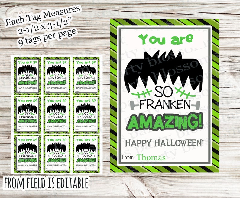 INSTANT DOWNLOAD Editable Printable Happy Halloween Treat Tag so ...