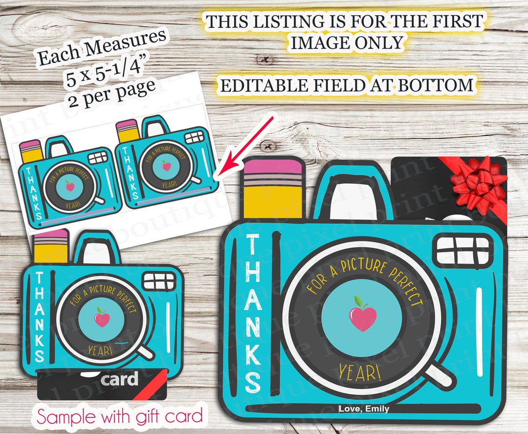 INSTANT DOWNLOAD Printable Thanks for A Picture Perfect Year Gift Card ...