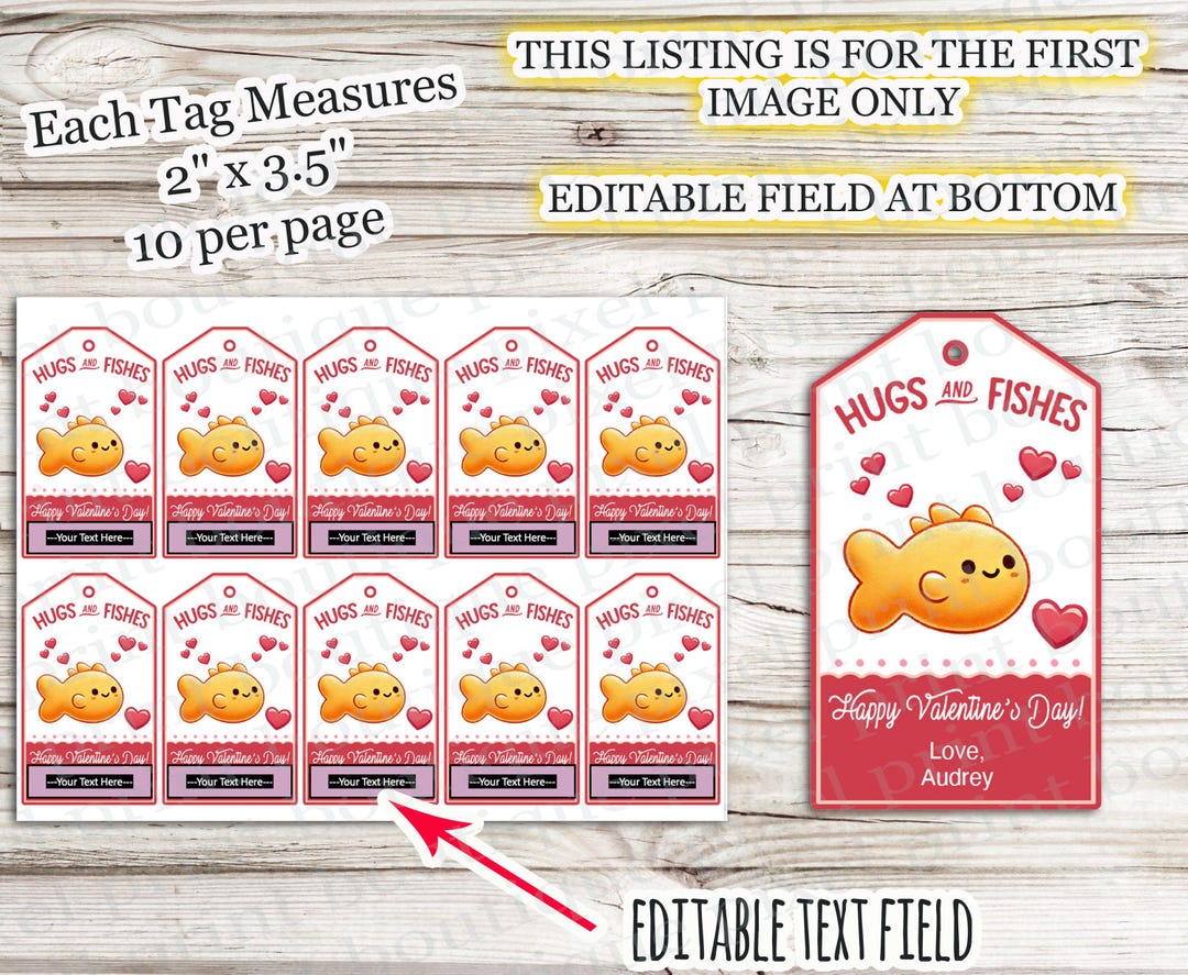 INSTANT DOWNLOAD: Printable Hugs and Fishes Goldfish Cracker Tag School ...