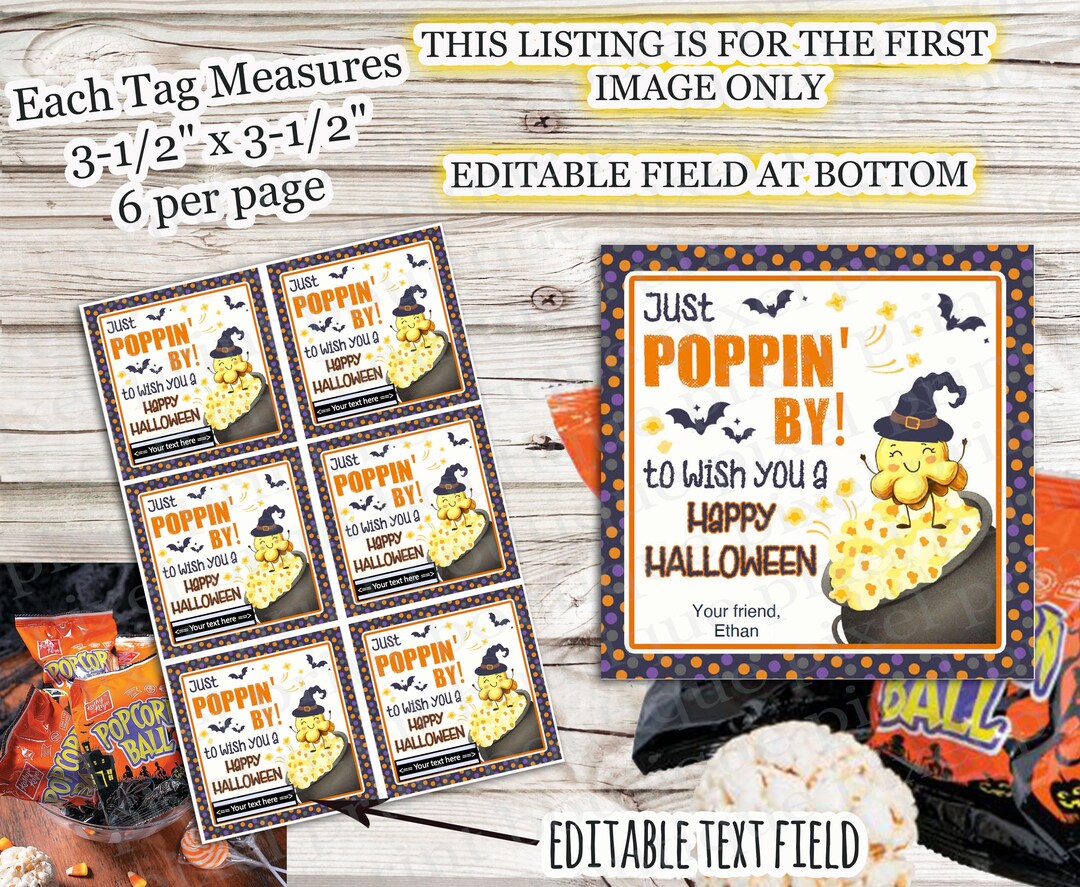 EDITABLE INSTANT DOWNLOAD Printable Just Poppin by to Wish You A Happy ...