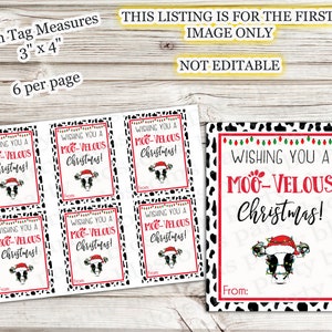 INSTANT DOWNLOAD Not Editable Wishing You A Moo Velous Christmas Tag ...