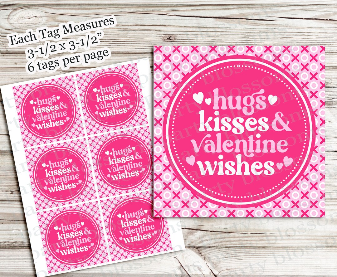 INSTANT DOWNLOAD Printable Hugs Kisses & Valentines Wishes Valentine ...