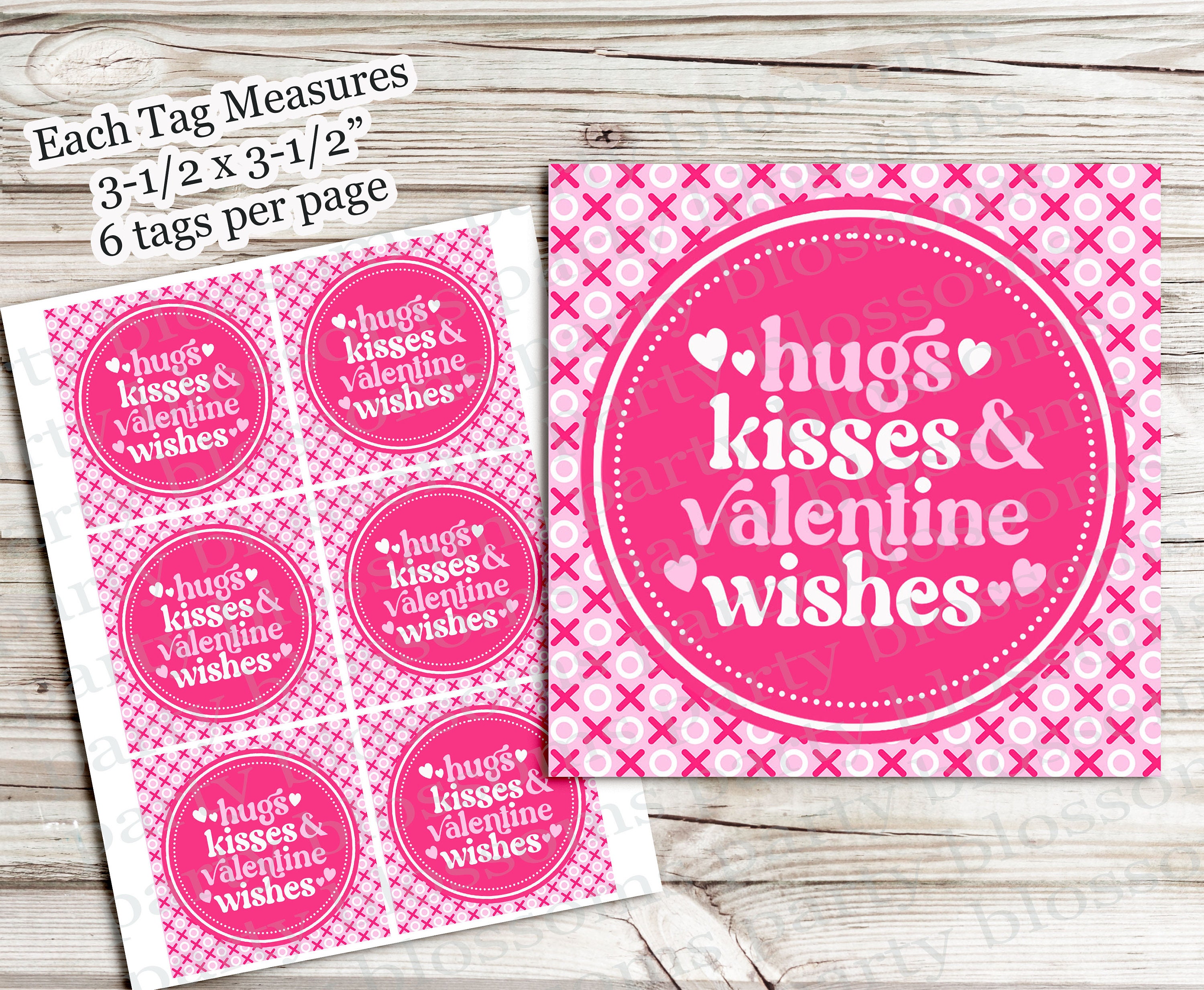 INSTANT DOWNLOAD Printable Hugs Kisses & Valentines Wishes Valentine ...