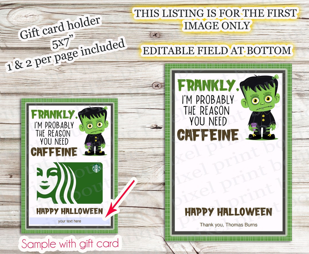 INSTANT DOWNLOAD Editable Printable Halloween Gift Card Holder Frankly ...