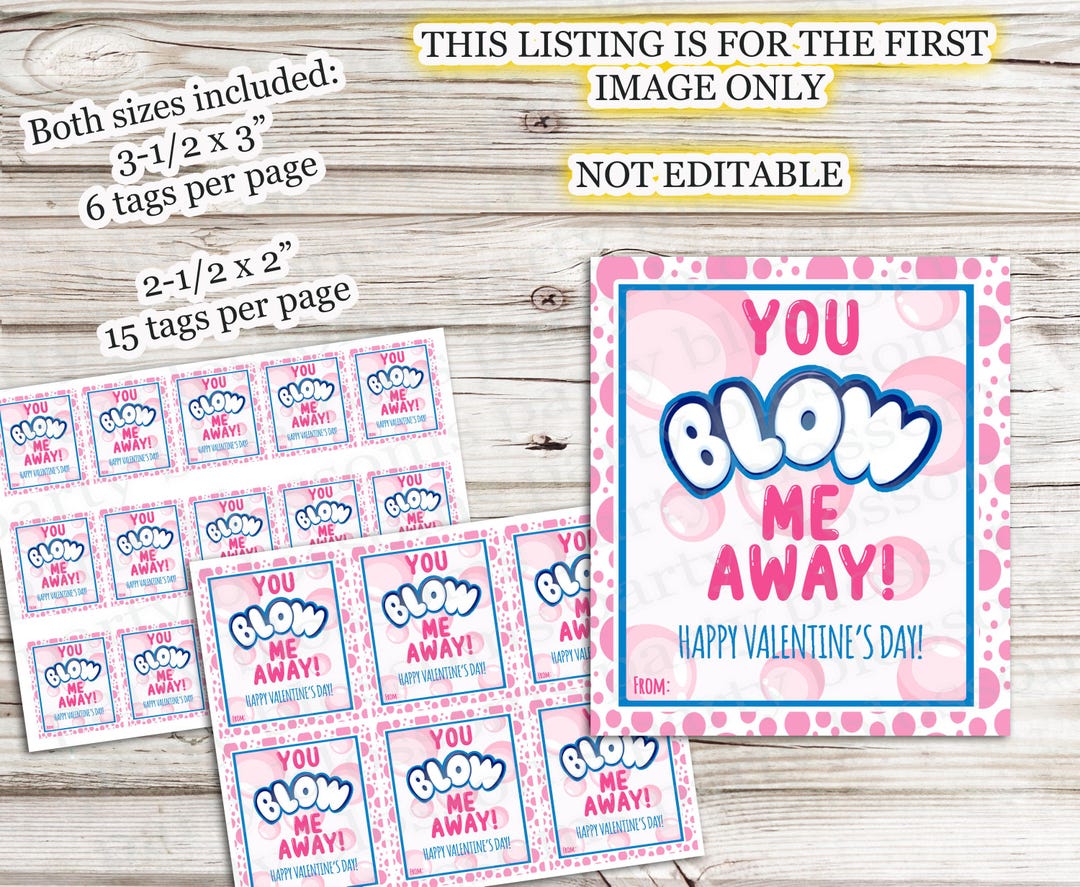 INSTANT DOWNLOAD You Blow Me Away Bubble Gum Lollipop Kids Valentine ...