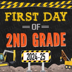 INSTANT DOWNLOAD First Day of Preschool Construction Digger Hello ...