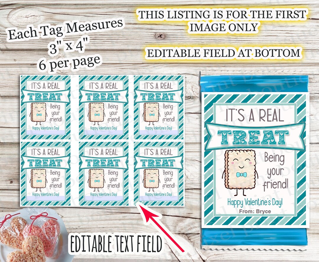 INSTANT DOWNLOAD It's a Real Treat Being Your Friend Valentine Crispy ...