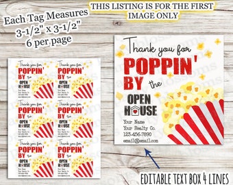 Realtor Open House Popcorn Pop by Tags, Real Estate Marketing Thank You ...