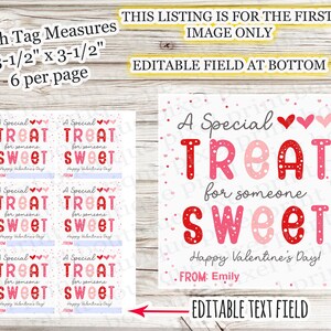 INSTANT DOWNLOAD Editable Name Printable Valentine Tags Special Treat ...