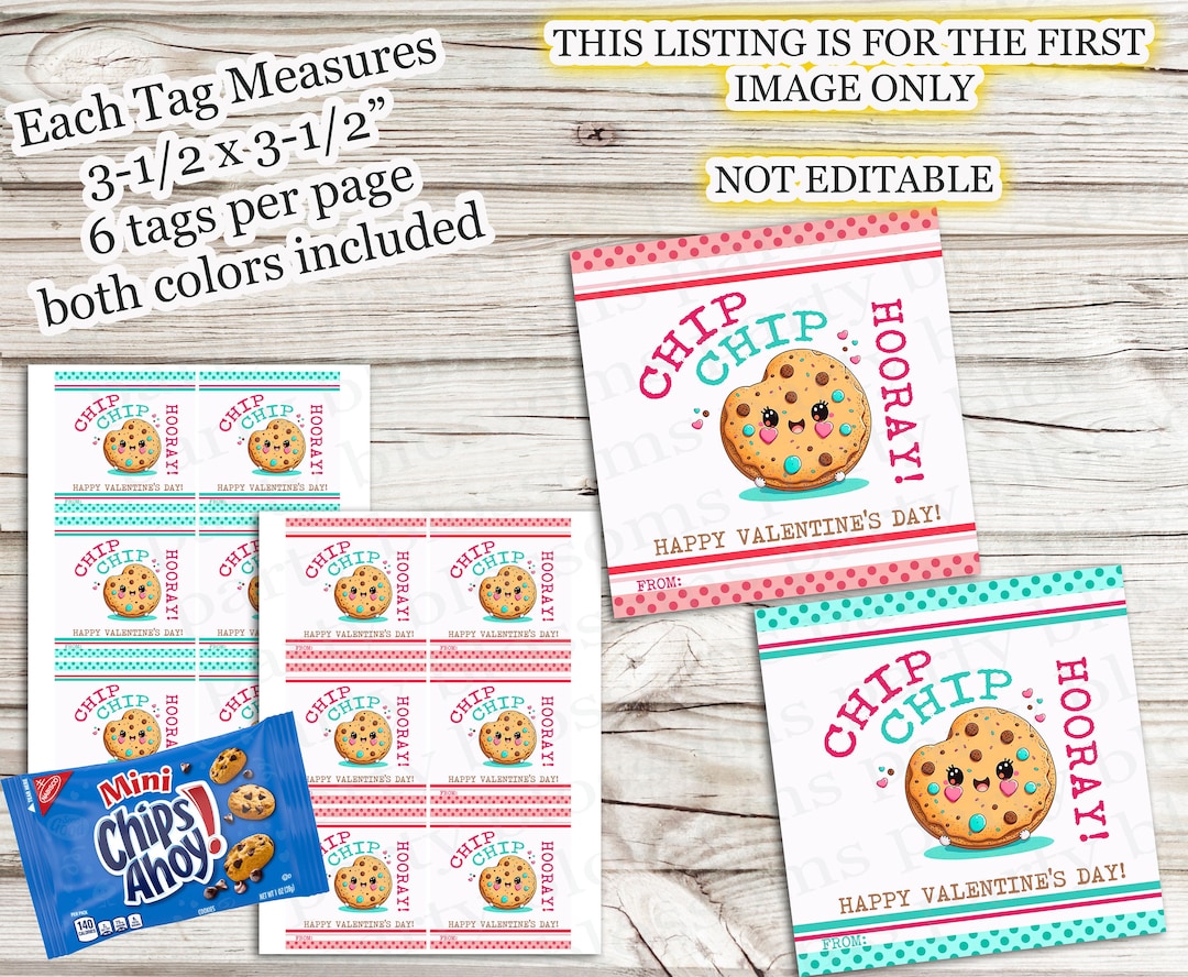 INSTANT DOWNLOAD Chip Chip Hooray Happy Valentines Day Cookie Teacher ...