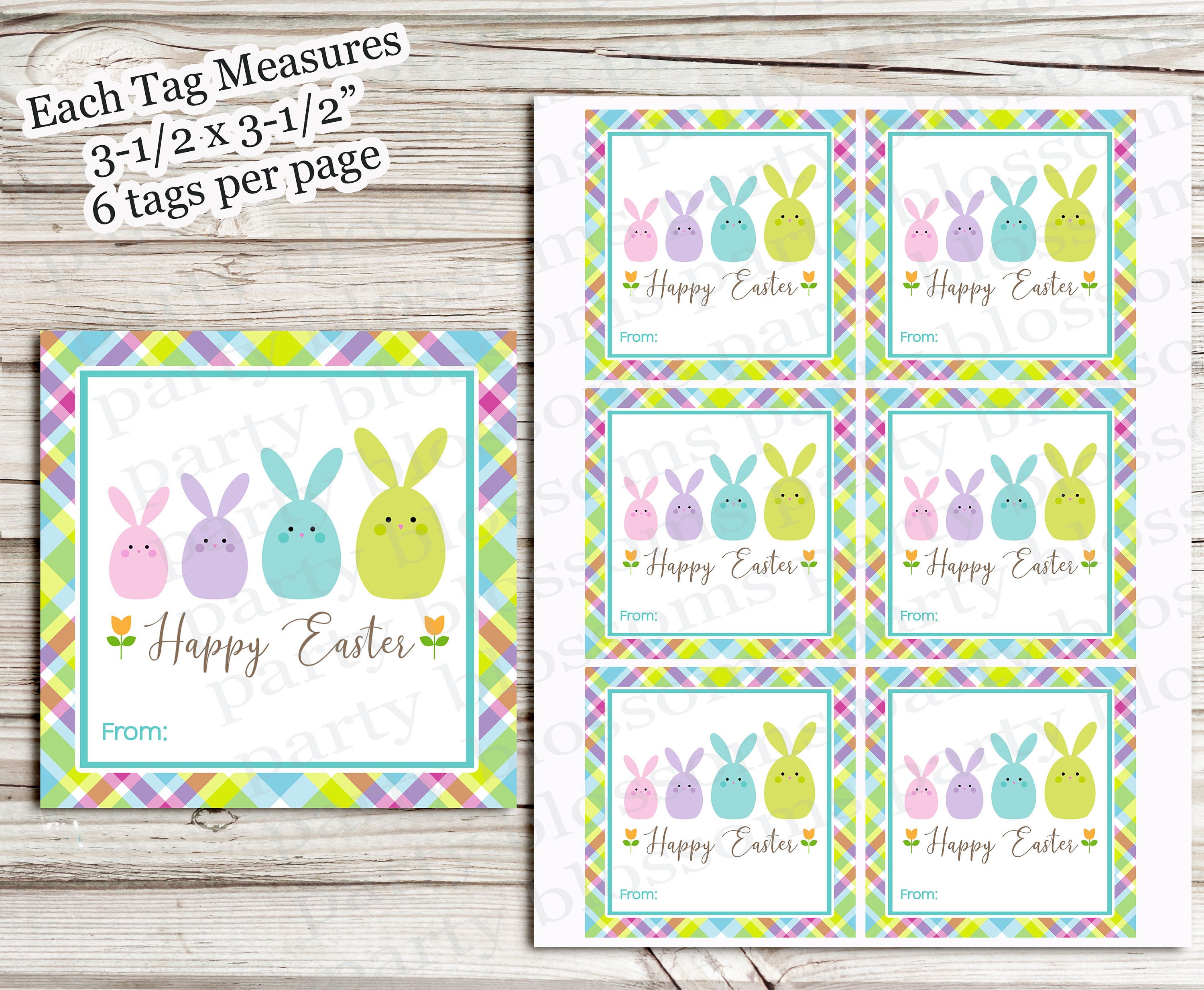 INSTANT DOWNLOAD Bunny Tails Treat Topper Happy Easter, Little Chick ...